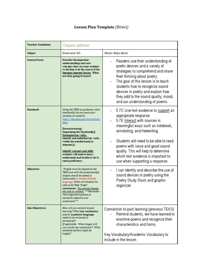 5th Grade Poetry Sound Devices Lesson | PDF | Poetry | Learning
