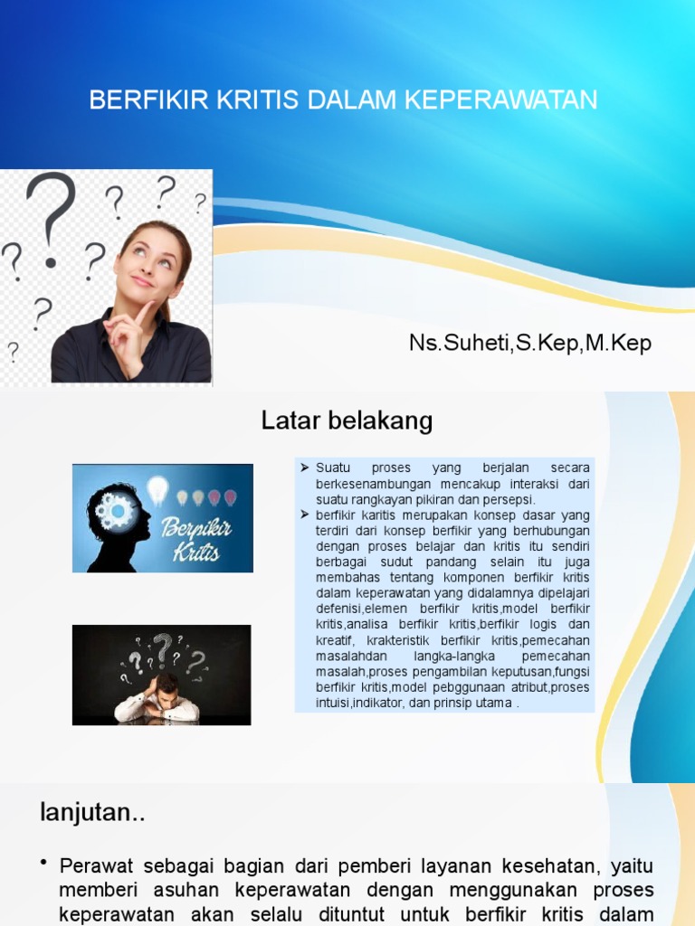 Fungsi Berpikir Kritis dalam Keperawatan | PDF | Karier & Perkembangan ...