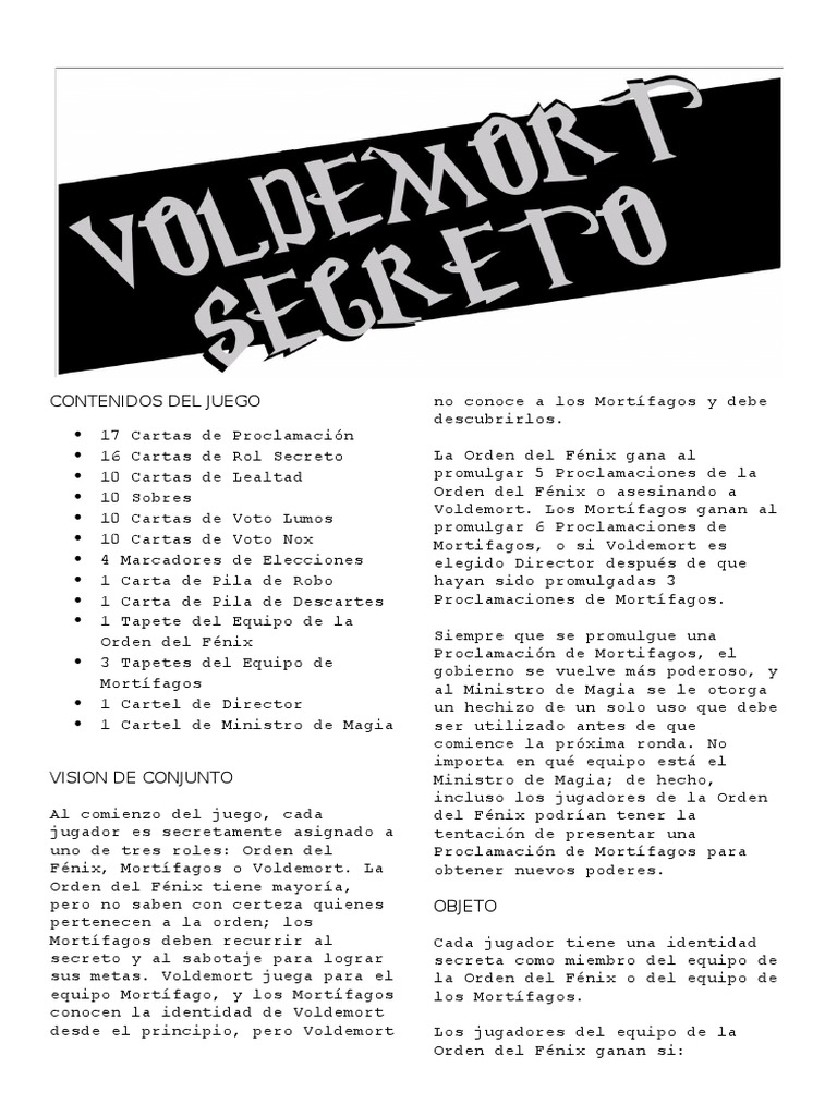 Secret Voldemort Reglas | PDF | Licencia Creative Commons | Novelas de ...