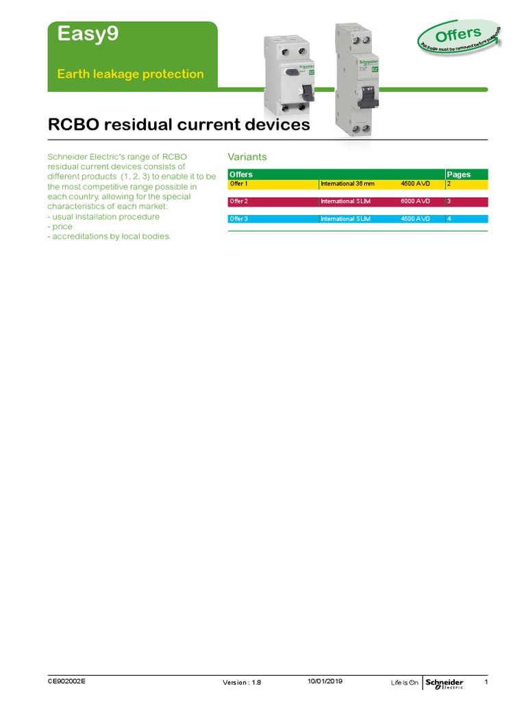 Easy9: RCBO Residual Current Devices | PDF | Electric Power | Power ...