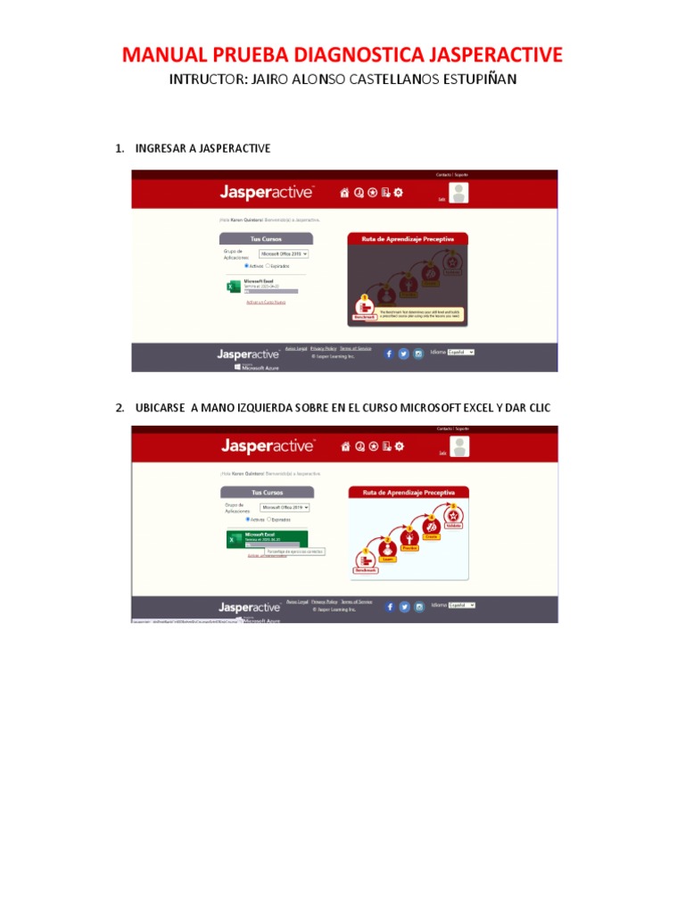 Guía Prueba Diagnóstica Jasperactive Excel | PDF