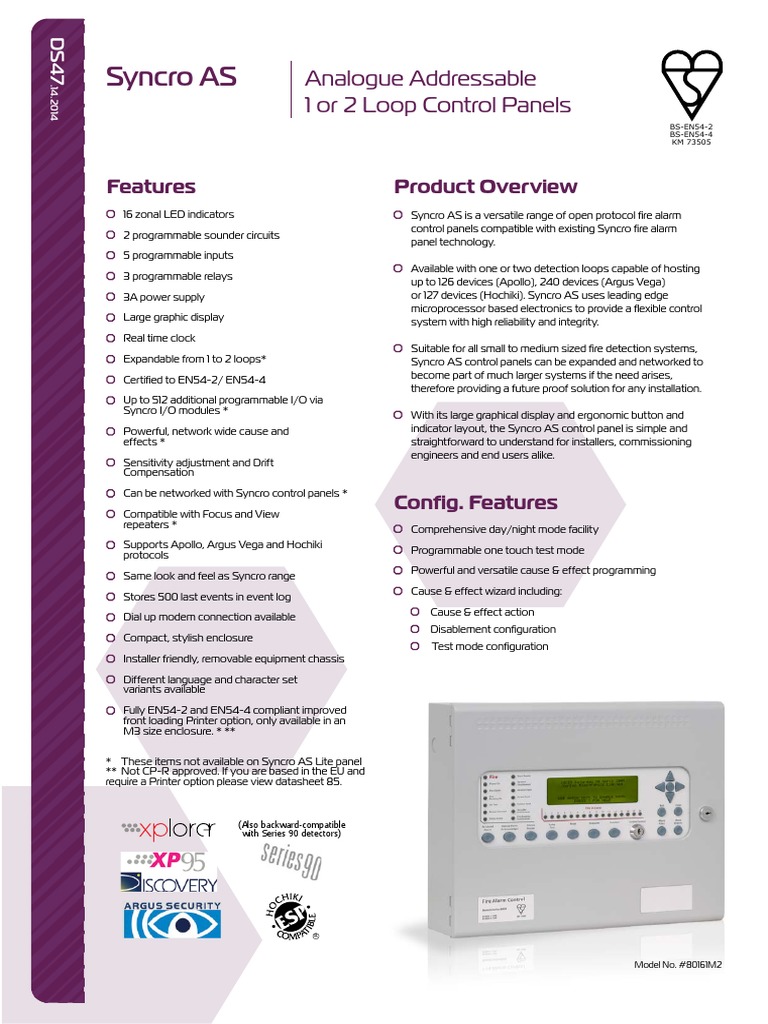 Syncro AS: Analogue Addressable 1 or 2 Loop Control Panels | PDF ...