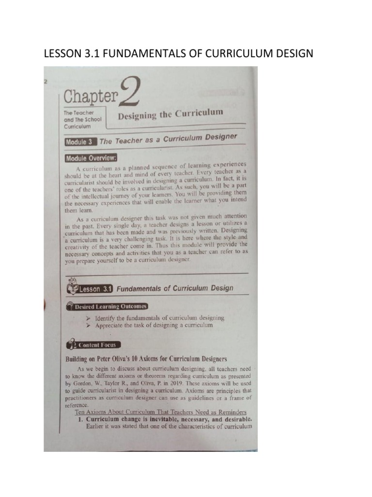 Lesson 3.1 Fundamentals of Curriculum Design | PDF
