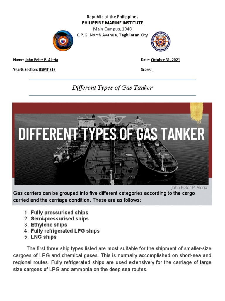 Different Types of Gas Tanker | PDF | Gases | Chemistry