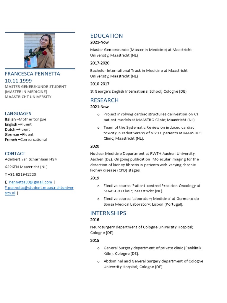 I6151785 Fpennetta CV | PDF | Medicine | Clinical Medicine