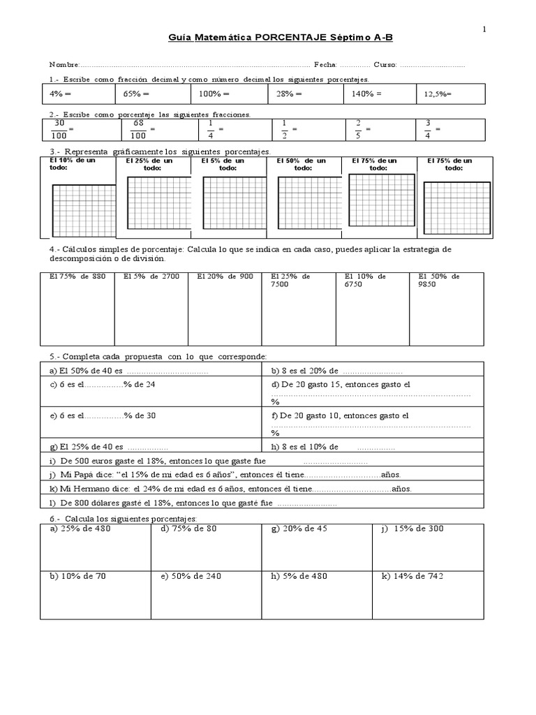 7mo Basico Porcentaje | PDF | División (Matemáticas) | Aritmética
