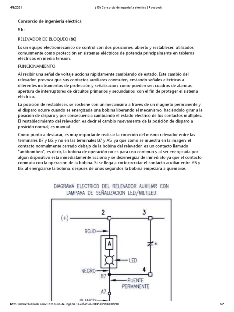 Consorcio de Ingeniería Eléctrica - RELEVADOR de BLOQUEO 86 | PDF ...