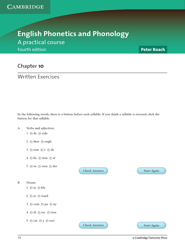 English Phonetics and Phonology4 Unit10 Extra Exercises | PDF