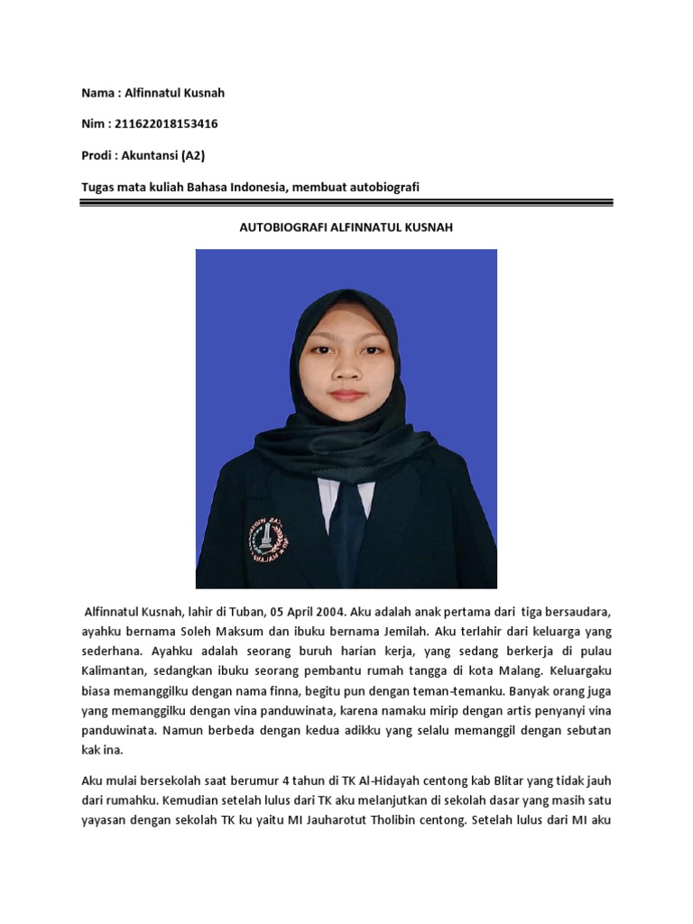 Tugas Bahasa Indoesia Autobiografi Revisi Pdf Karier