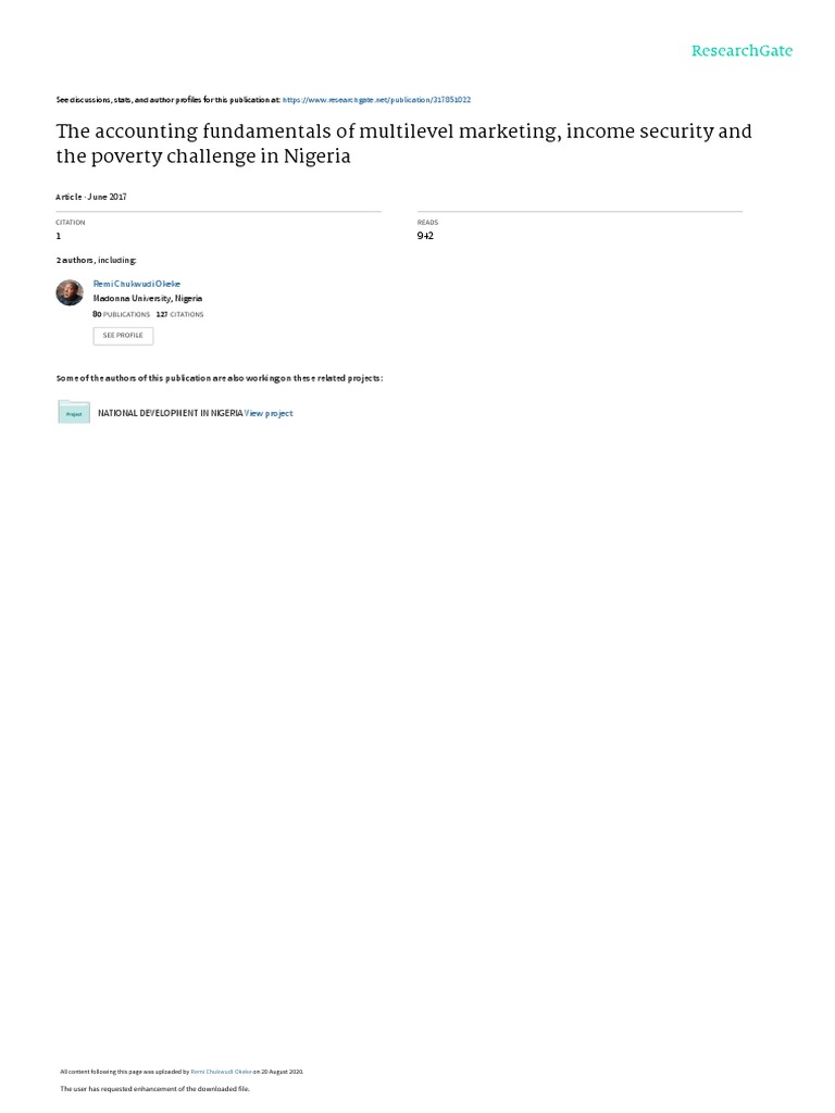 Accounting in Nigeria's MLM and Poverty | PDF | Multi Level Marketing ...