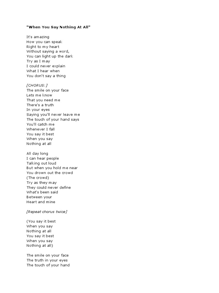 "When You Say Nothing At All Lyrics" | PDF