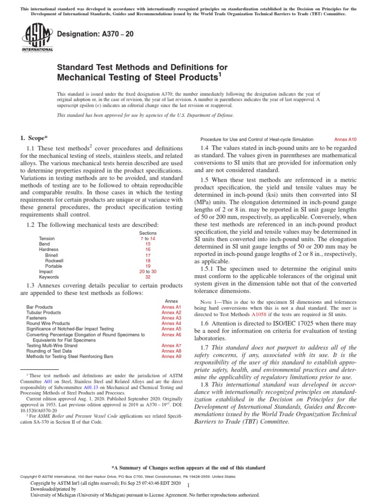 Astm A370 2020 | PDF | Strength Of Materials | Sheet Metal