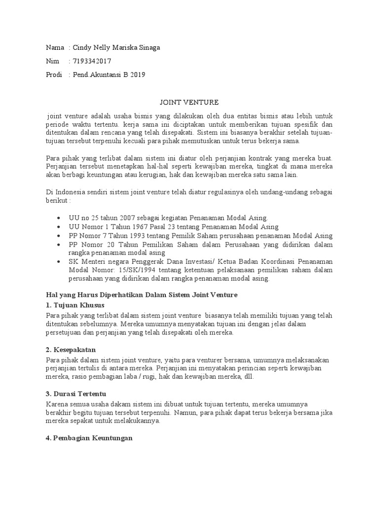 RESUME Joint Venture | PDF