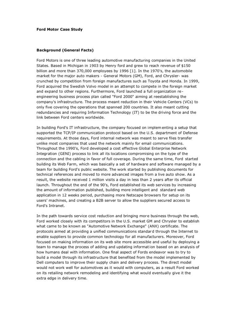 Ford Motor Case Study | PDF | Computer Network | World Wide Web