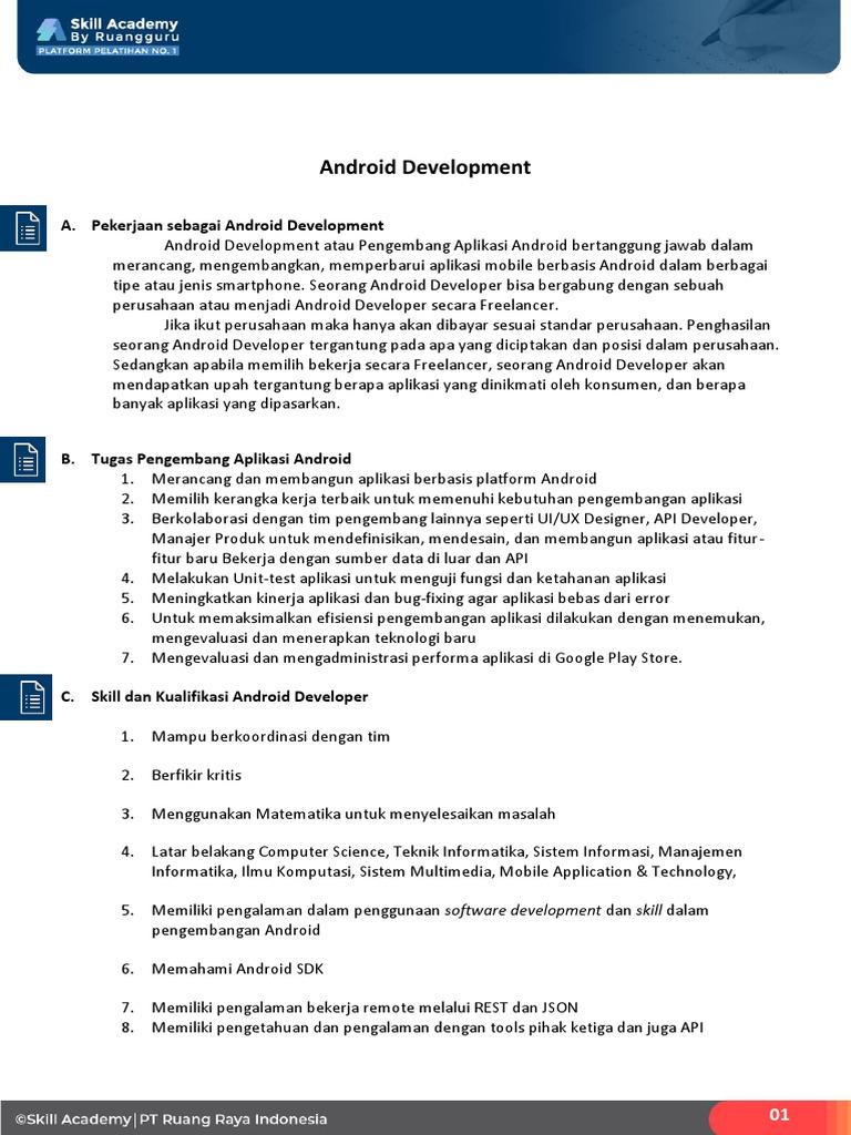 A. Pekerjaan Sebagai Android Development | PDF