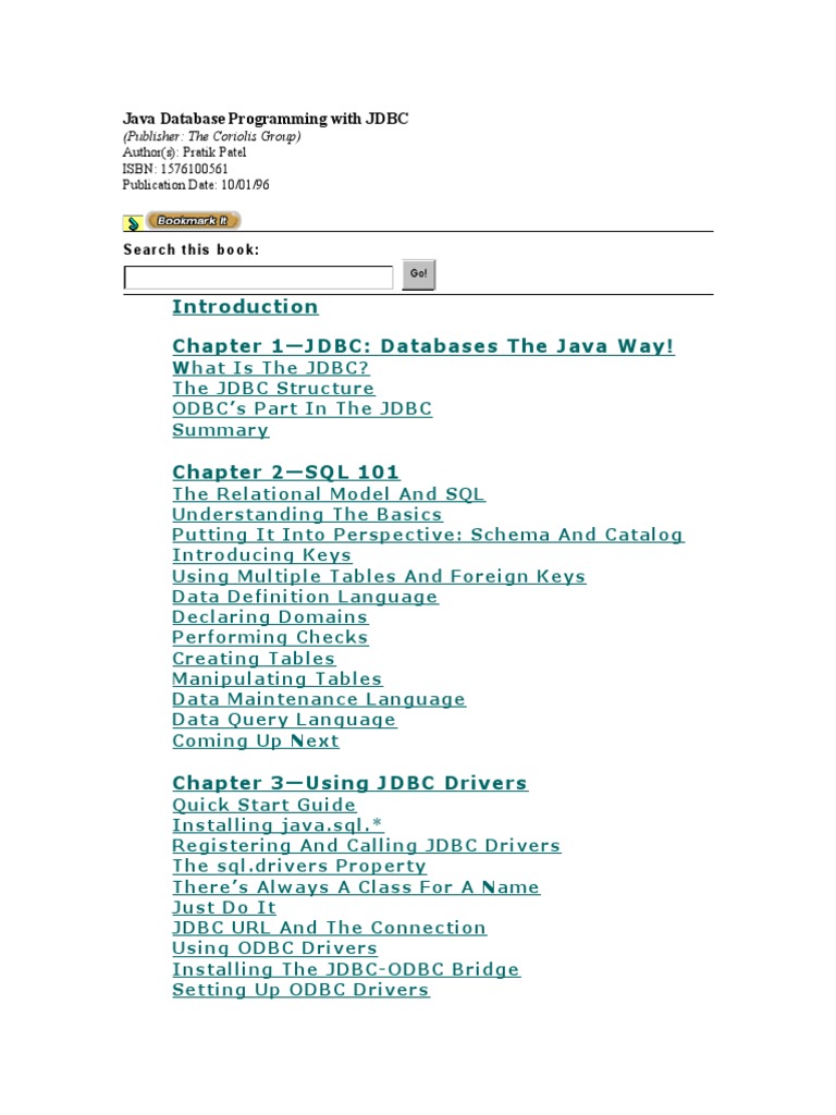 Java Database Programming With Jdbc Pdf Databases Sql 4224