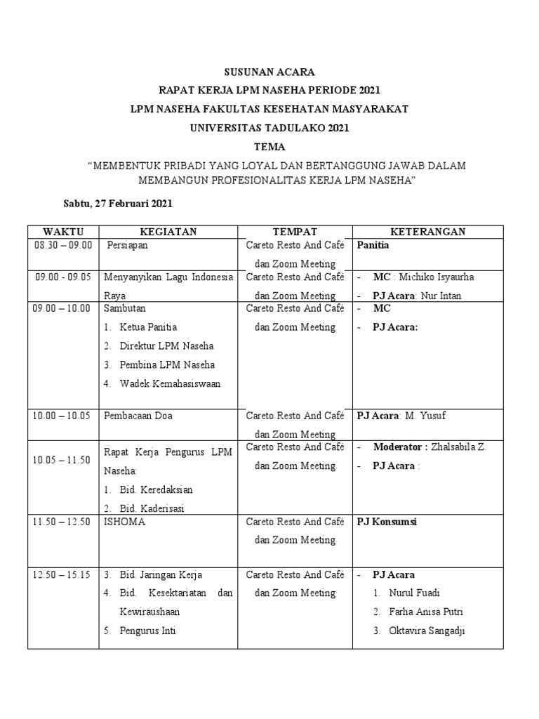 Susunan Acara Raker Fix | PDF