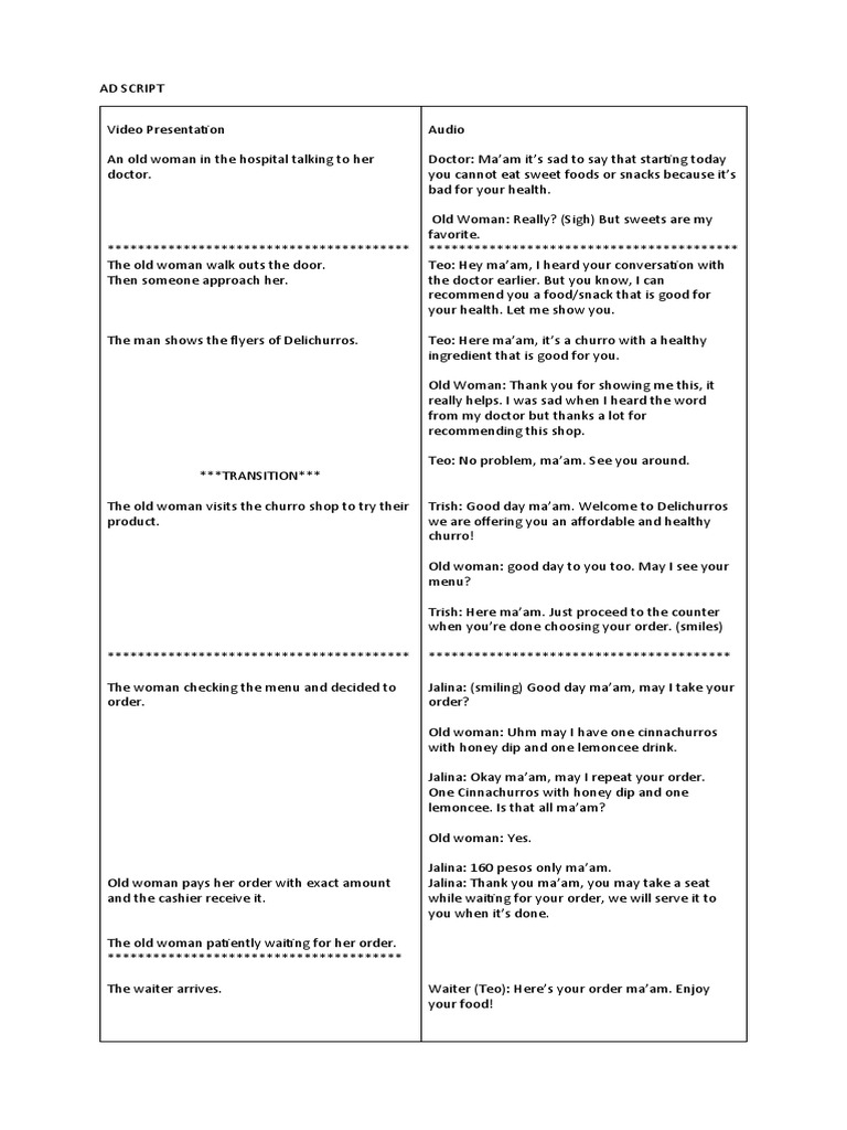 Ad Script | PDF | Food And Drink