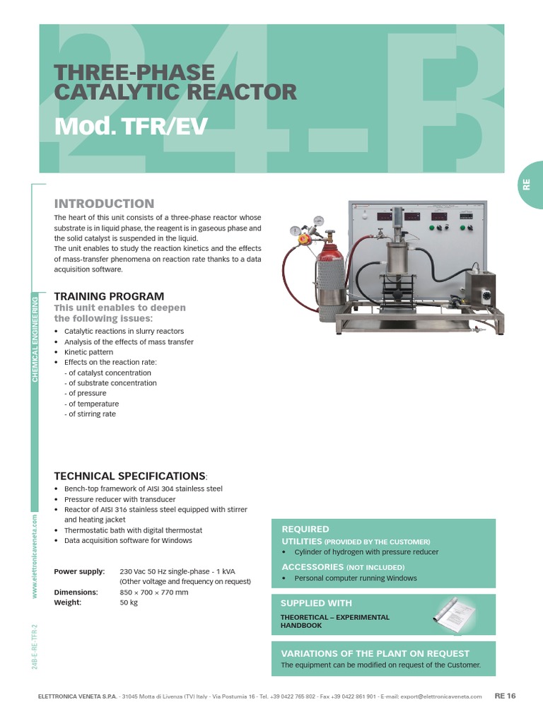 Mod. TFR/EV: Three-Phase Catalytic Reactor | PDF | Chemical Reactor ...