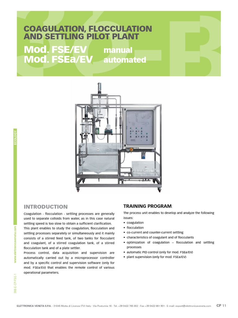 Mod. Fse/Ev Mod. Fsea/Ev: Coagulation, Flocculation and Settling Pilot ...