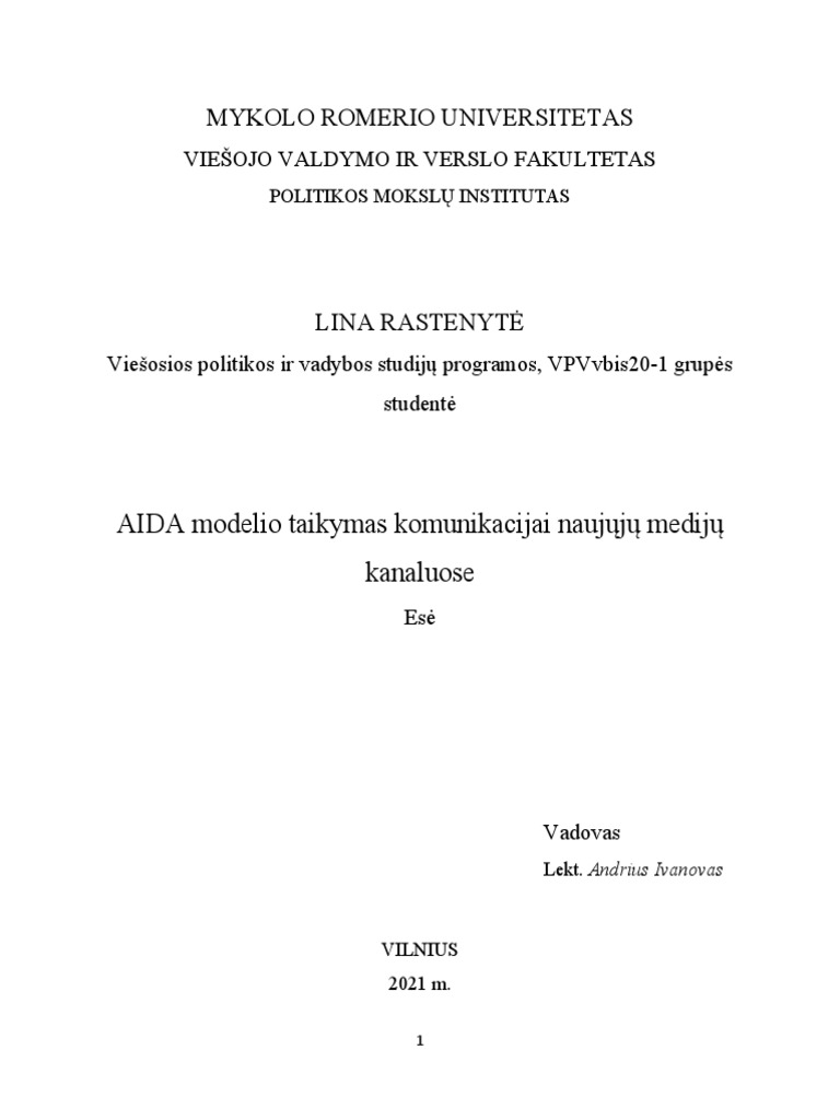 Aida Reklamos Modelis Rastenyte | PDF