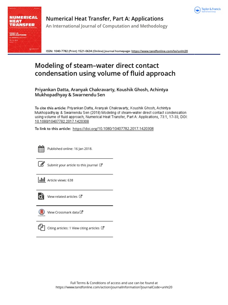 Modeling of Steam Water Direct Contact Condensation Using Volume of ...