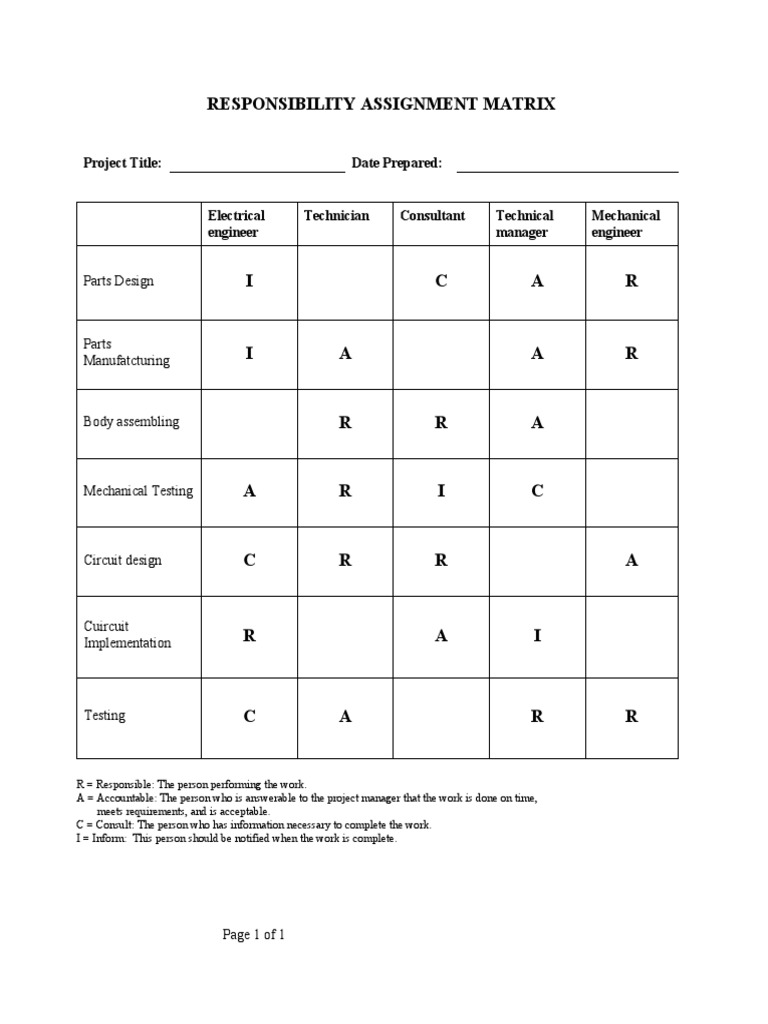 Responsibility Assignment Matrix | PDF