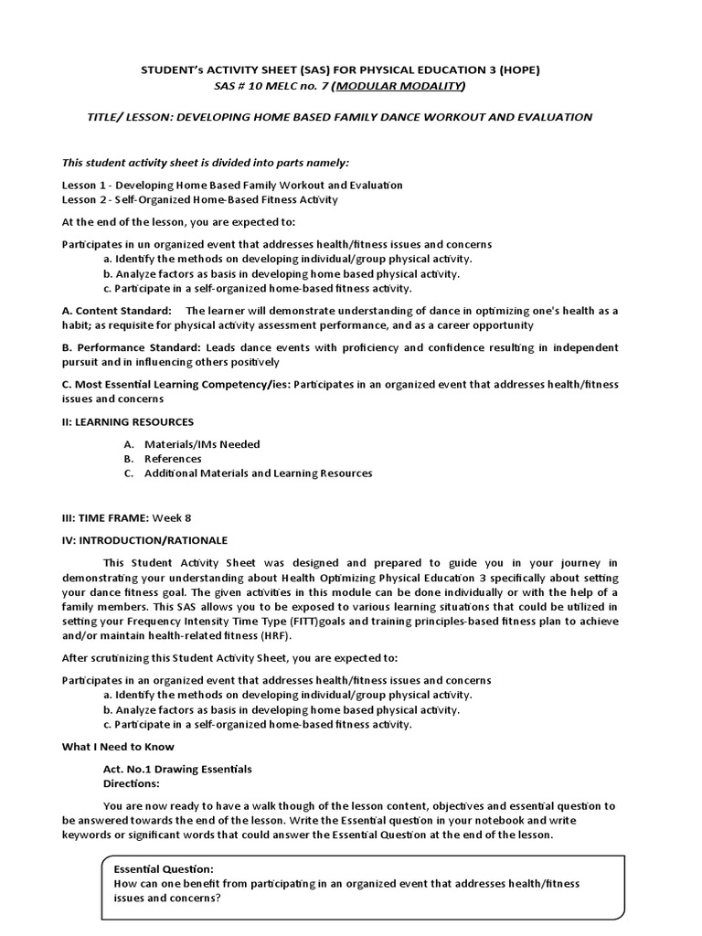 Hope 3 Student Activity Sheet Q2 Week 8 | PDF | Adolescence ...