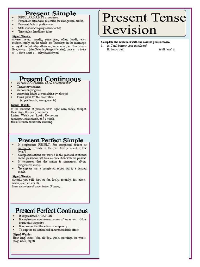 Present Tense Without Answers | PDF | Grammar | Linguistics