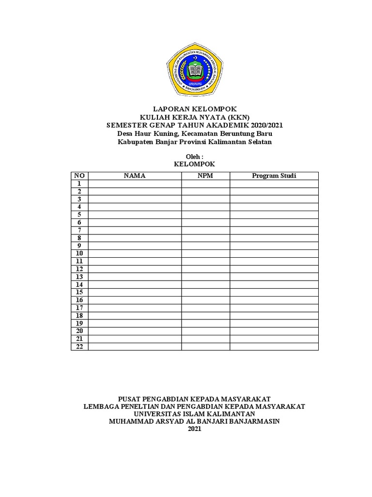 Format Laporan KKN | PDF | Karier & Perkembangan | Perjalanan