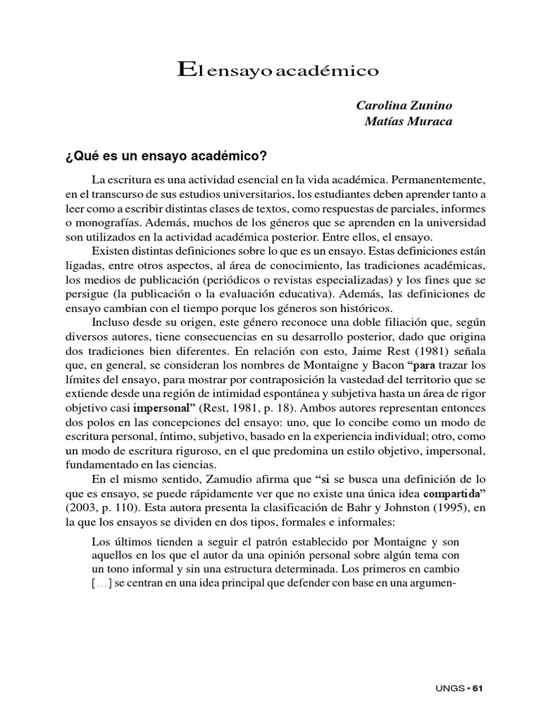 El Ensayo Académico | PDF | Ensayos | Autor