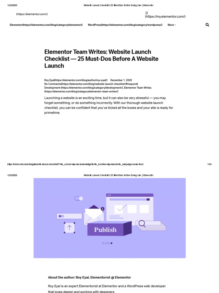 Website Launch Checklist - 25 Must-Dos Before Going Live - Elementor | PDF | Search Engine ...