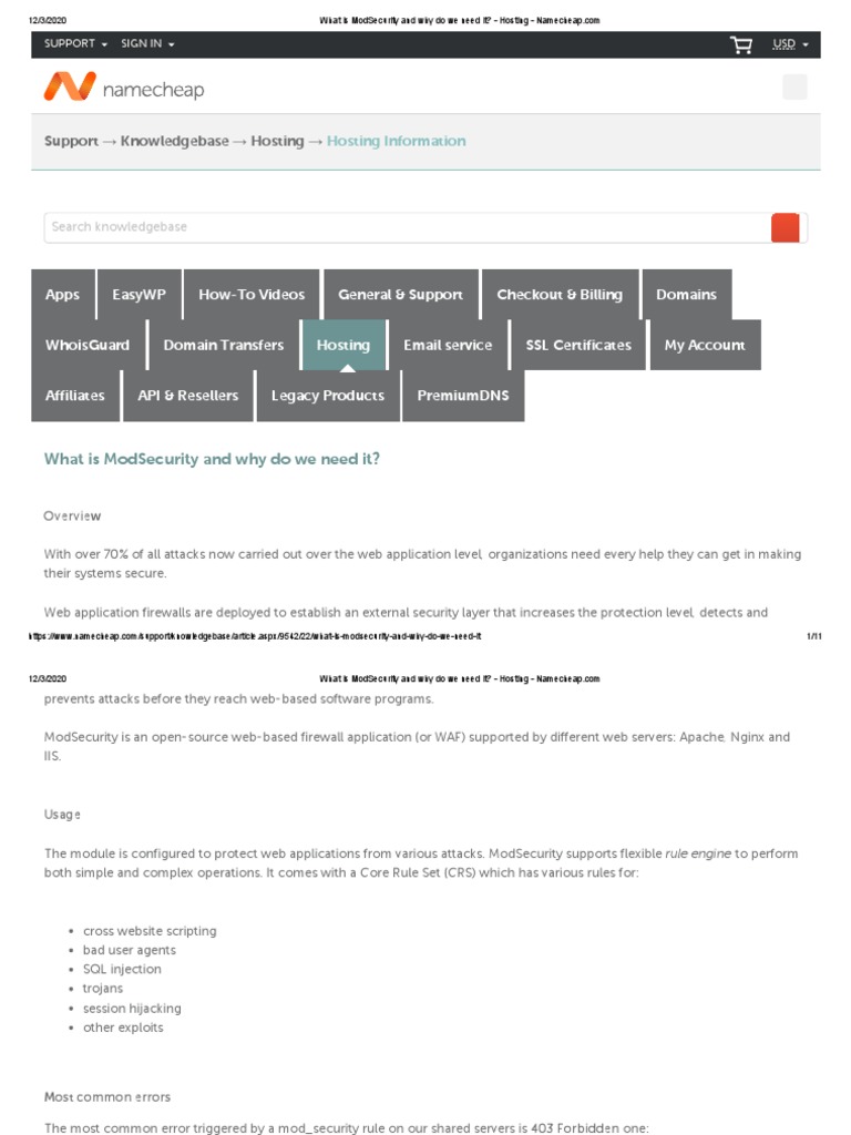 What Is ModSecurity and Why Do We Need It - Hosting | PDF | Web ...