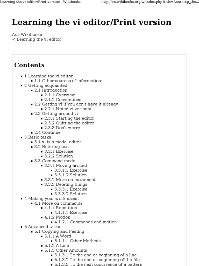 Learning The Vi Editor | PDF