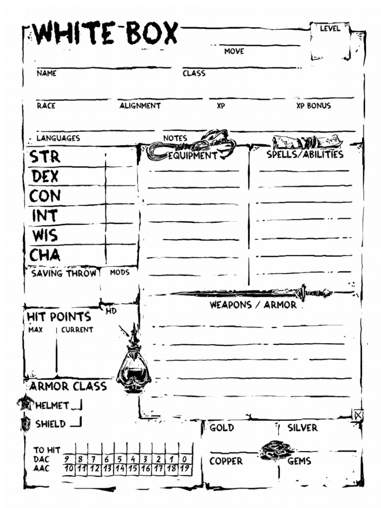 White Box Character Sheet | PDF