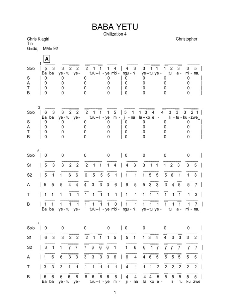 Baba Yetu - Satb | PDF