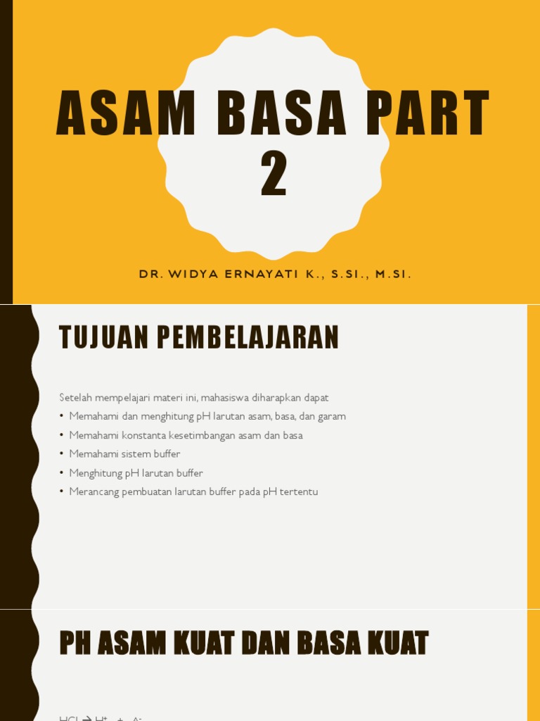 Asam Basa: pH, Buffer, dan Kesetimbangan | PDF | Acid | Buffer Solution