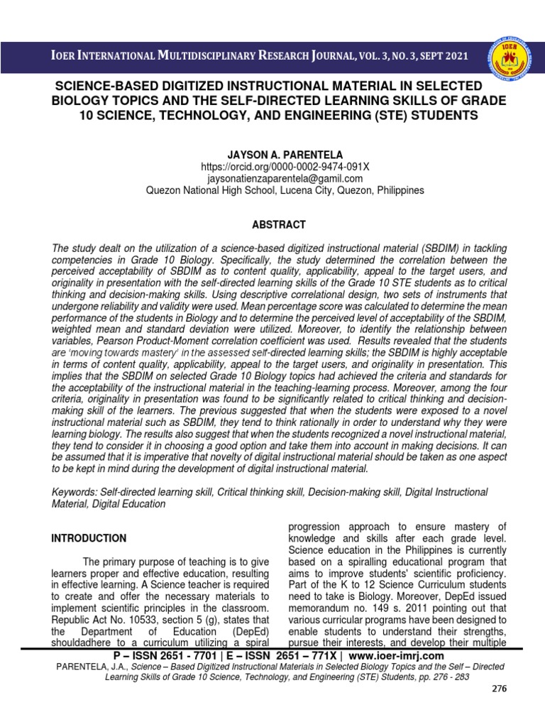 Science - Based Digitized Instructional Materials in Selected Biology ...
