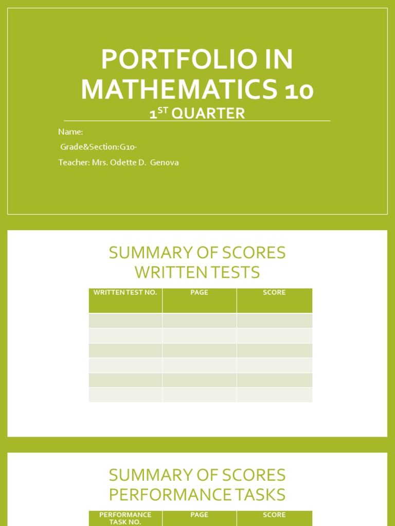 Sample Portfolio in Math | PDF