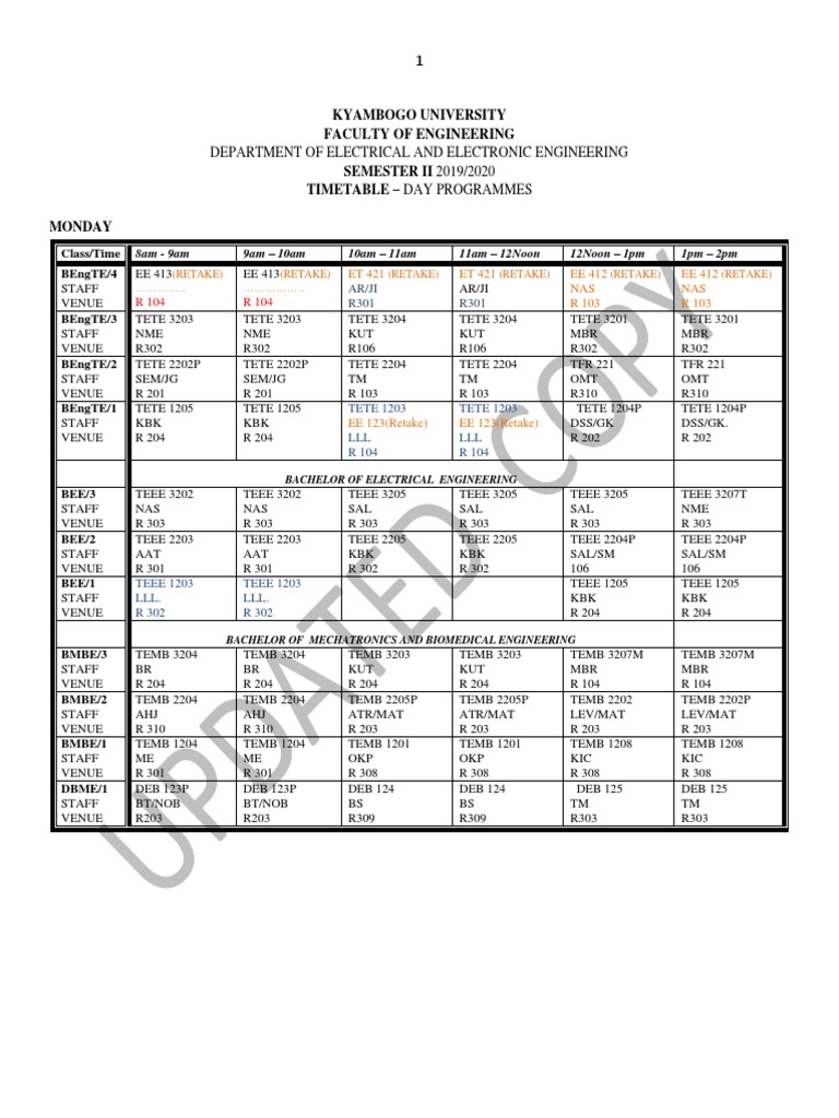 1 SEM II TIME TABLE DAY 2019 - 2020 March 2021 | PDF | Computing ...