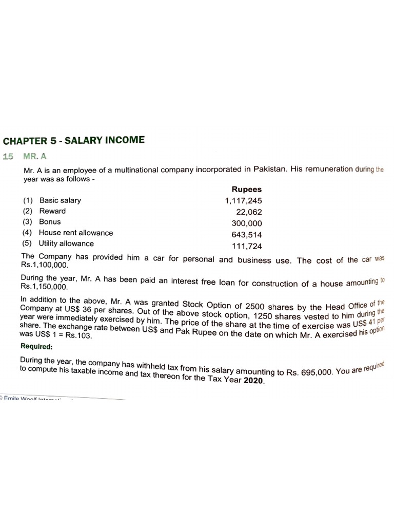 Salary Income Exercises | PDF | Taxes | Payroll