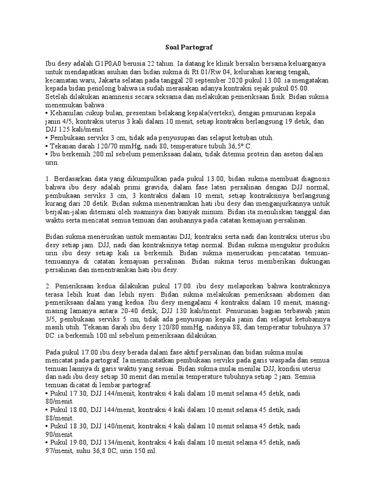 Latihan Soal Partograf 2 | PDF