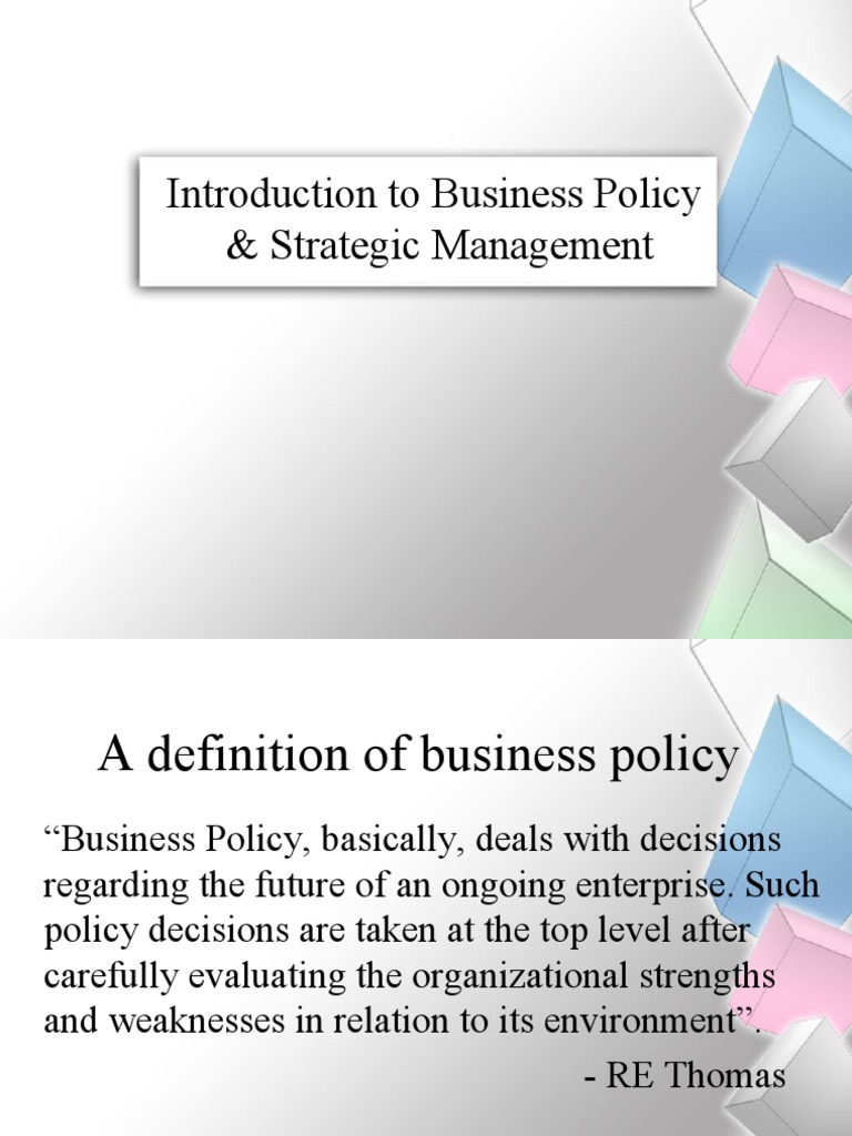 Introduction To Business Policy | PDF | Strategic Management | Goal