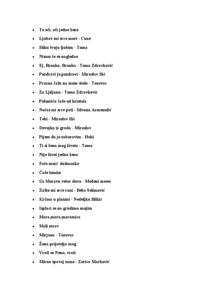 Pesme Narodne Spisak | PDF