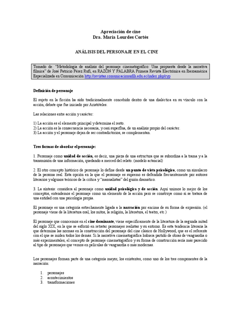 Análisis de Personajes en el Cine | PDF | Vida | Narrativa