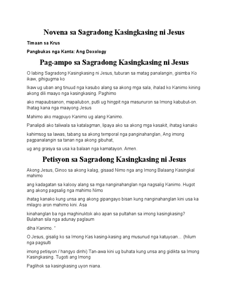 Novena Sa Sagradong Kasingkasing Ni Jesus | PDF