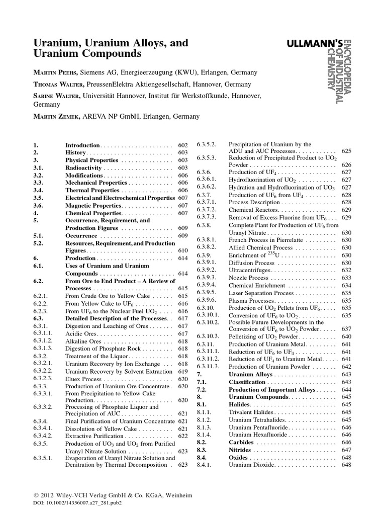 Uranium, Uranium Alloys, and Uranium Compounds | PDF | Uranium ...