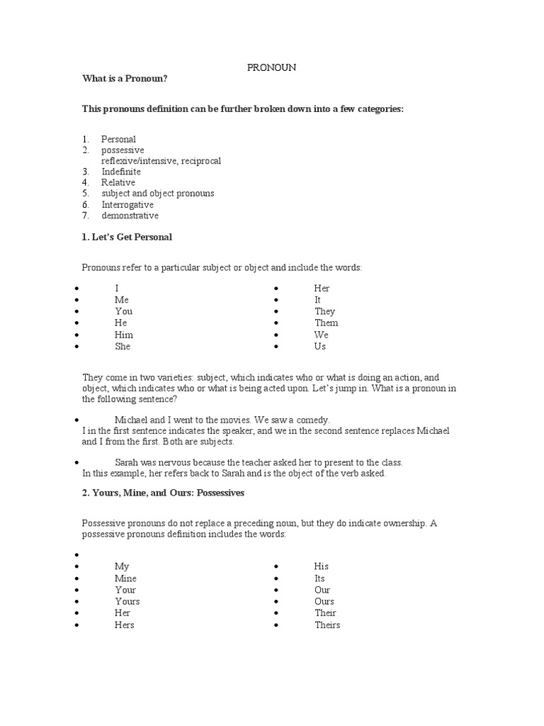 Pronoun | PDF | Pronoun | Linguistics