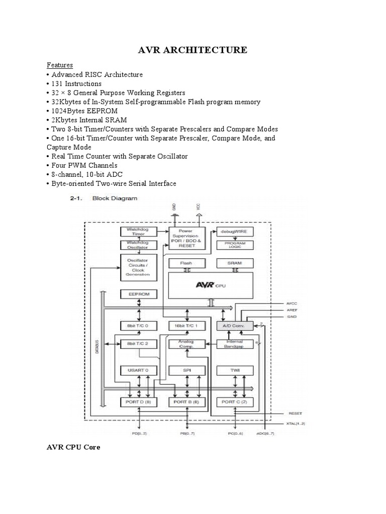 Avr Architecture | PDF | Analog To Digital Converter | Microcontroller