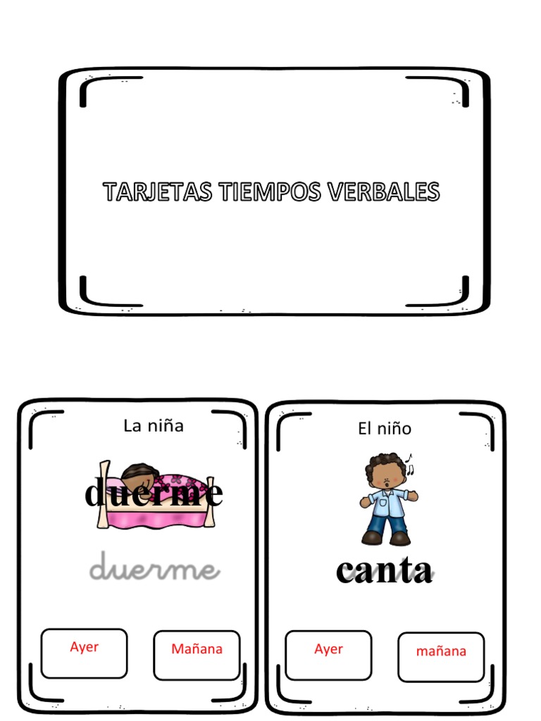 Tarjetas para Trabajar Los Tiempos Verbales 4ºbásico | PDF
